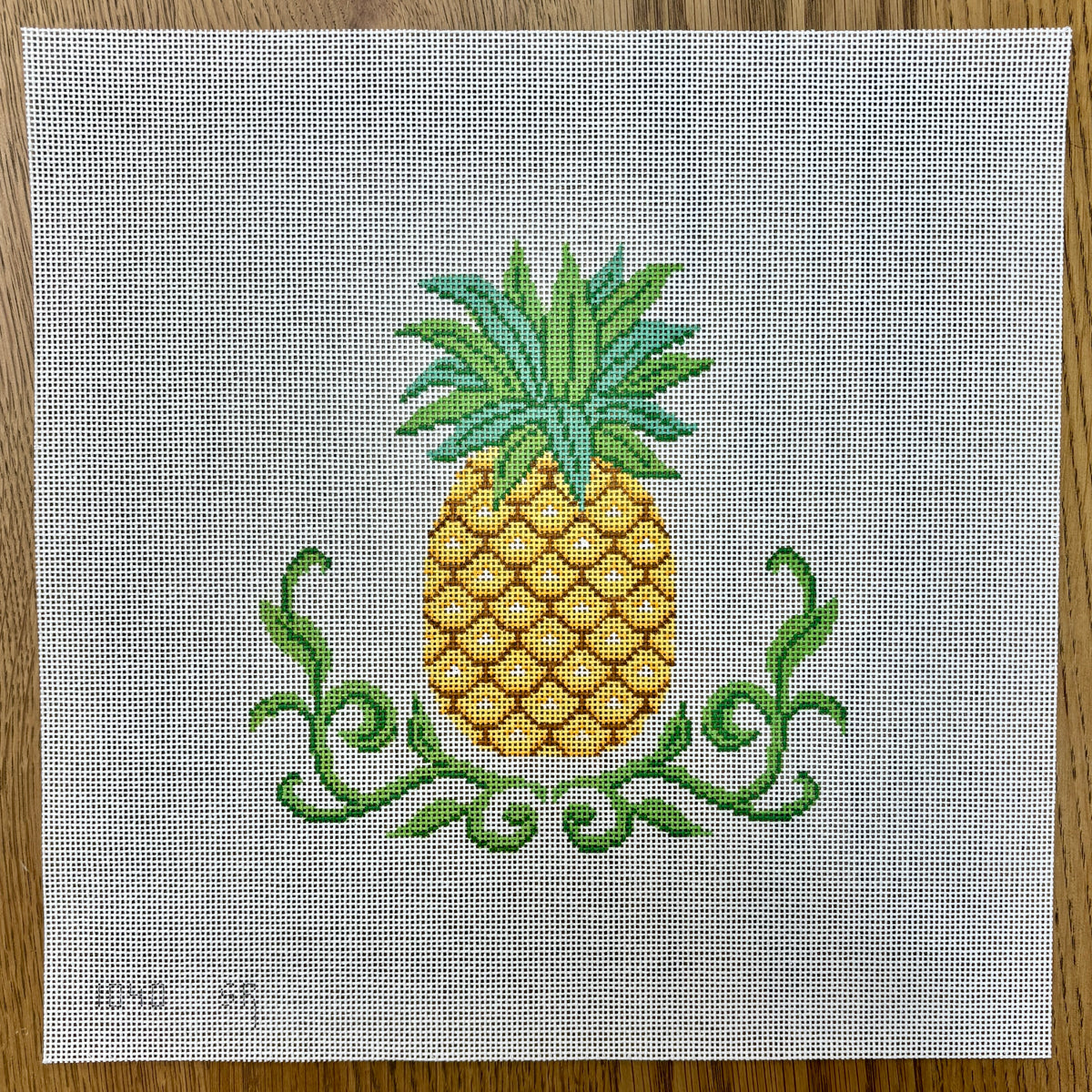 Scroll Pineapple, 10" Square - 13 mesh – Susan Roberts Needlepoint