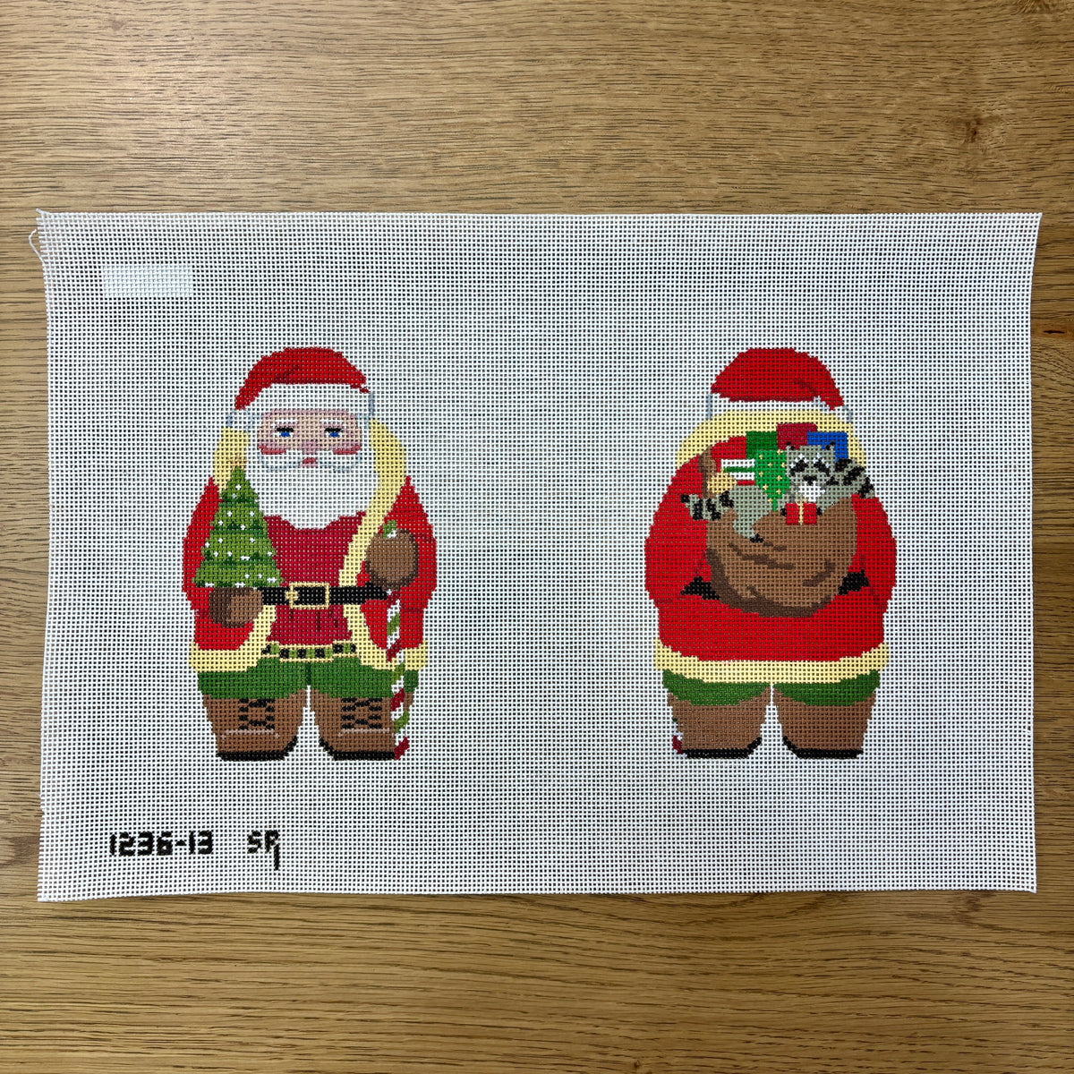 Woodsman Santa, 2 Sided - 13 mesh – Susan Roberts Needlepoint