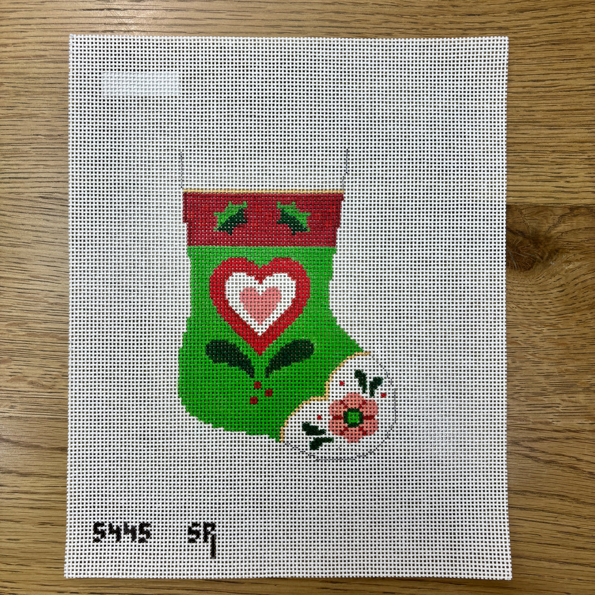 Alpine Heart, Mini Stocking – Susan Roberts Needlepoint