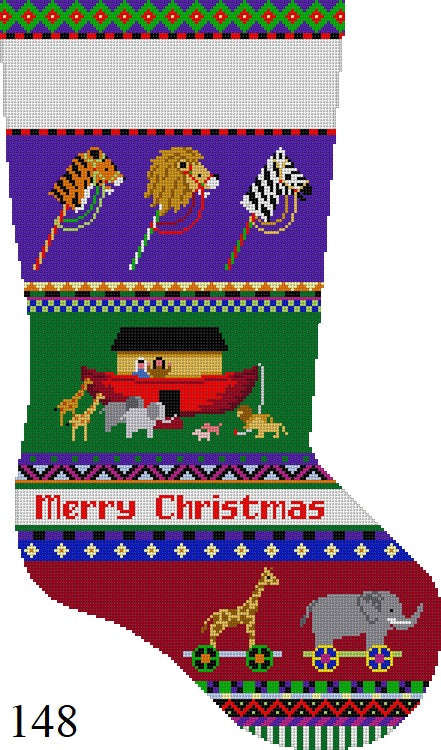Bold Stripe Noah's Ark, Stocking – Susan Roberts Needlepoint