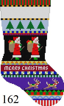 Bold Stripe Santas, Midi Stocking – Susan Roberts Needlepoint