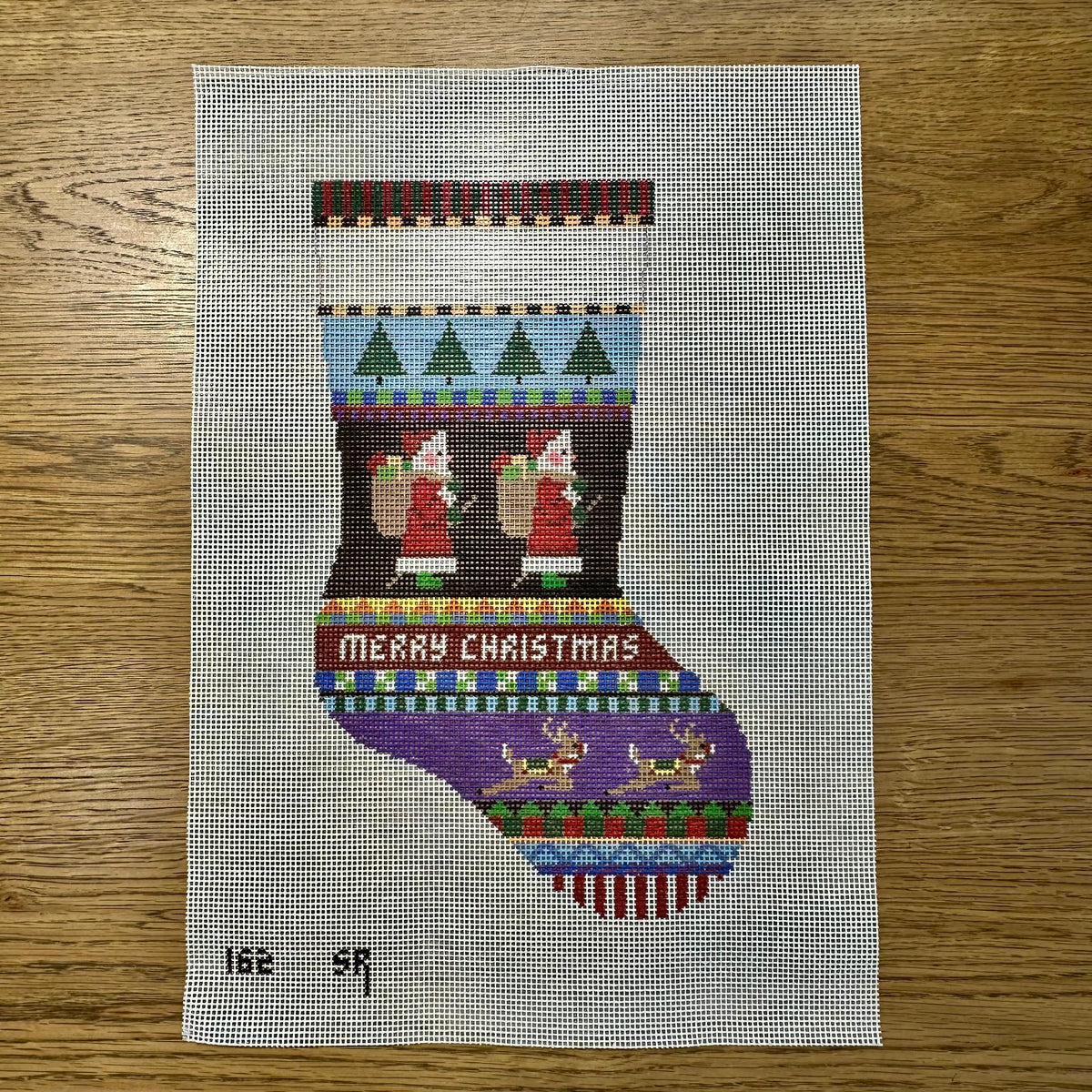 Bold Stripe Santas, Midi Stocking - 10 mesh – Susan Roberts Needlepoint