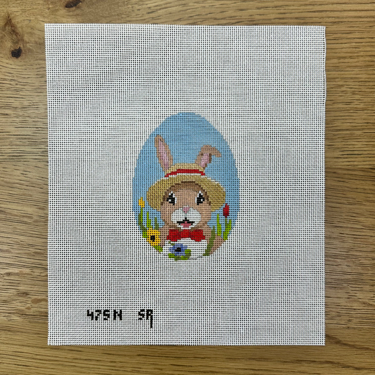 Straw Hat Bunny, 4" Egg - 18 mesh – Susan Roberts Needlepoint