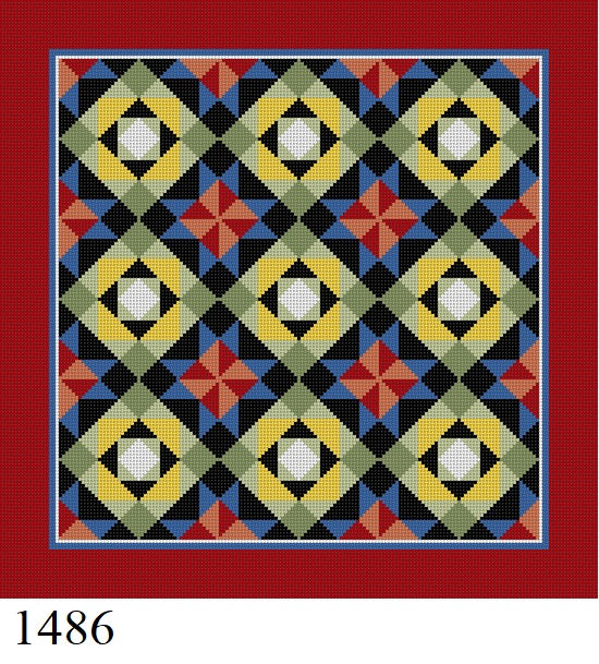 Colonial Garden, 14" Quilt - 13 mesh – Susan Roberts Needlepoint