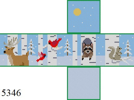 Birch Tree Neighbor, 2" Cube - 18 mesh – Susan Roberts Needlepoint